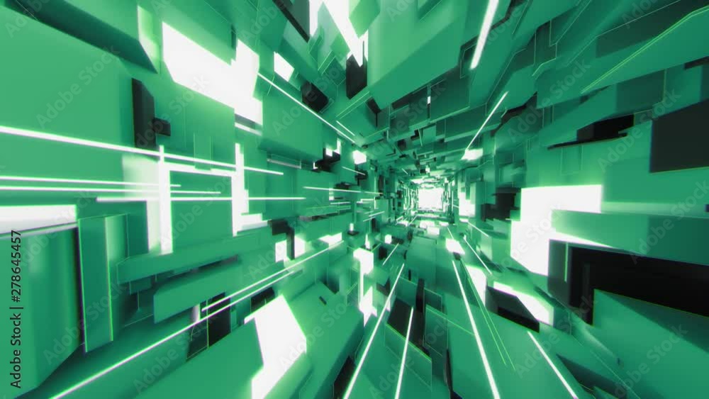 4K Pan Across Futuristic Interior with Light Rays. 3D CGI animation ...