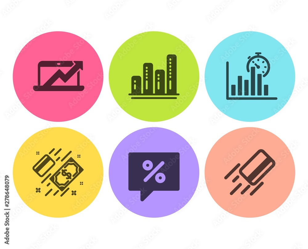 Sales diagram, Payment and Graph chart icons simple set. Discount ...