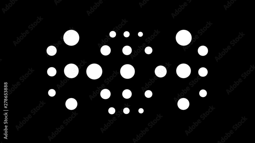Animation of strange shapes from white dot circles blinking on the ...
