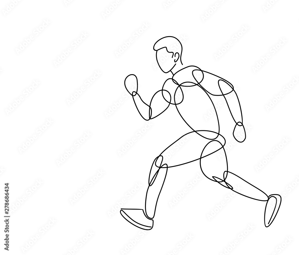 Sport and activity man runner jogger running isolated line art drawing ...