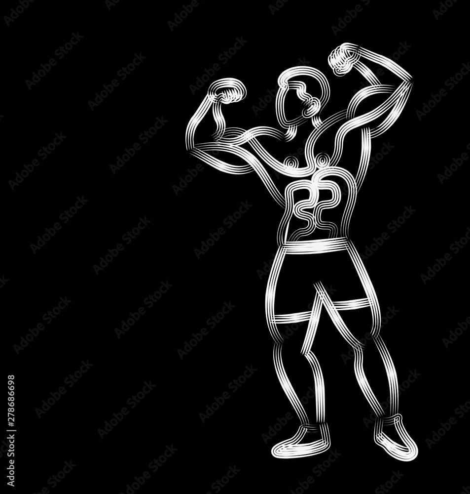 Bodybuilding Sport and activity Line Art drawing, Vector Illustration ...