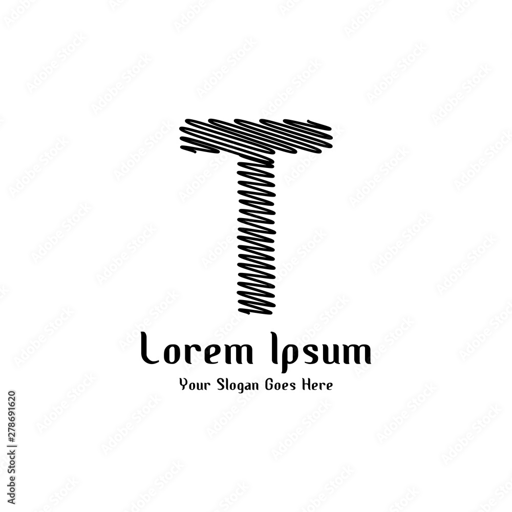 Design of alphabet letter T with wavy lines stripe as a logo for a ...