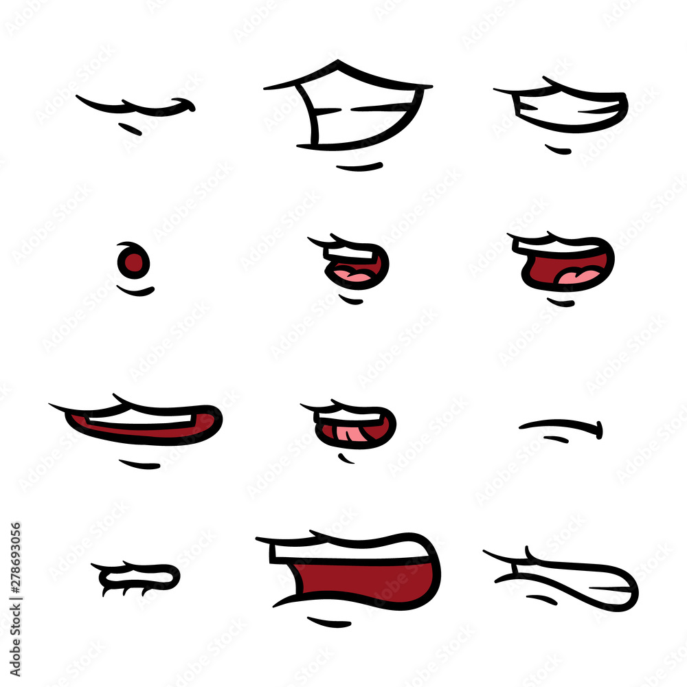 Set of Cartoon Mouth Poses Stock Vector | Adobe Stock