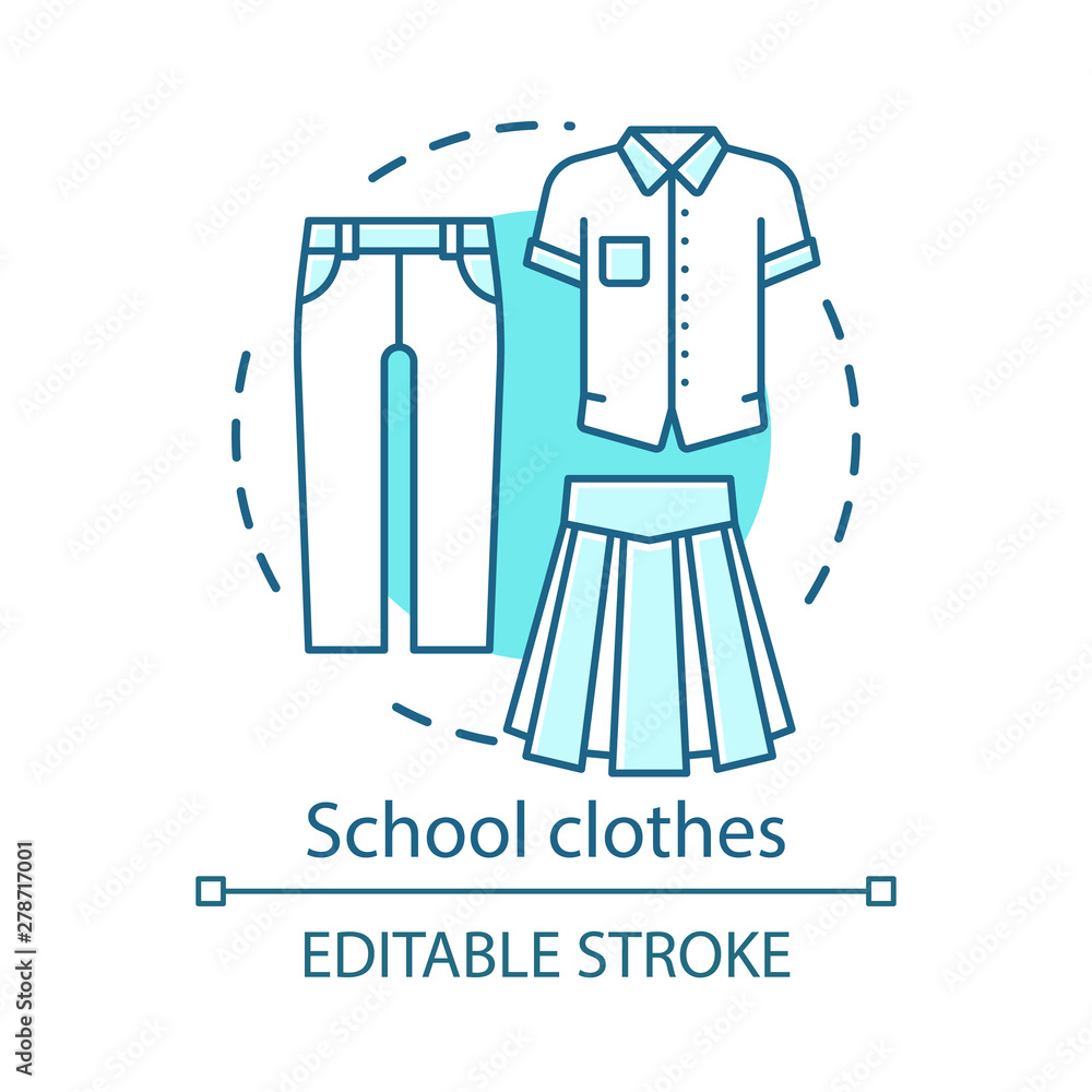 Student clothes, uniform concept icon. Pupil official fashion idea thin ...