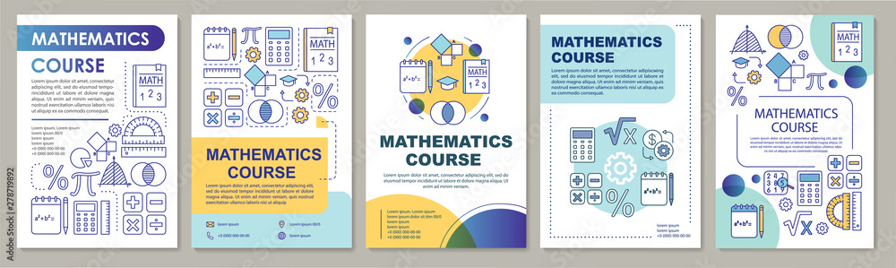 Mathematics course, math lessons brochure template layout. Flyer ...