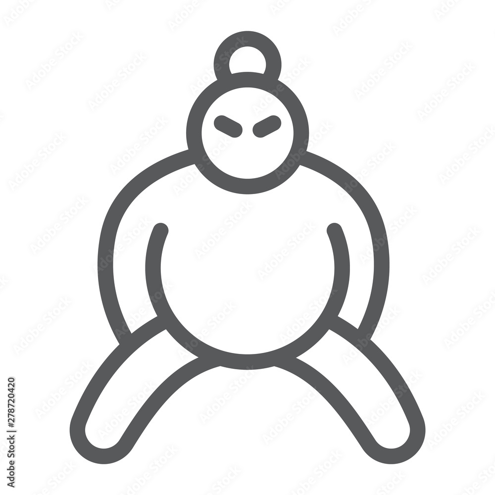 Sumo line icon, asian and character, japanese wrestler sign, vector ...