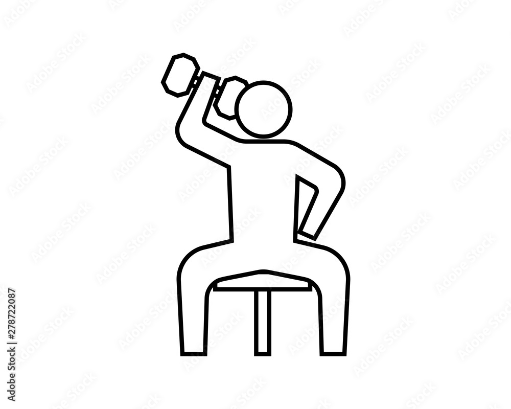 Triceps extension icon in line style isolated on white background ...