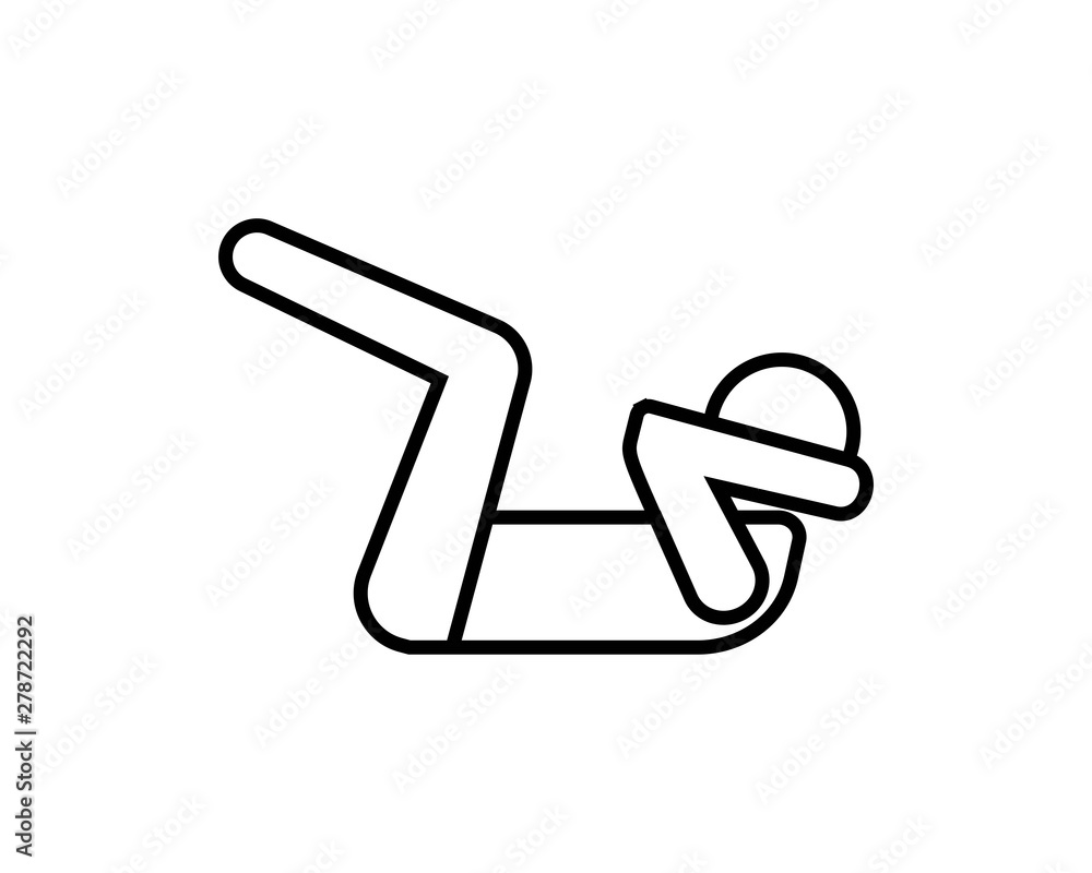Simple sit up icon in line style isolated on white background. Sit ups ...