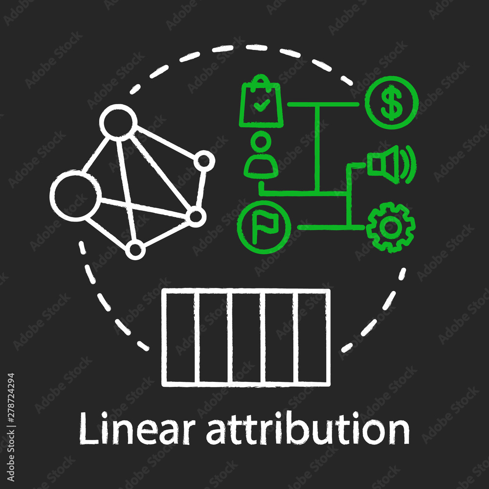 Linear attribution chalk concept icon. Multi-touch attribution model ... Linear attribution chalk concept icon. Multi-touch attribution model ...