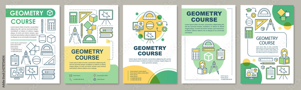 Geometry course, study brochure template layout. Flyer, booklet ...