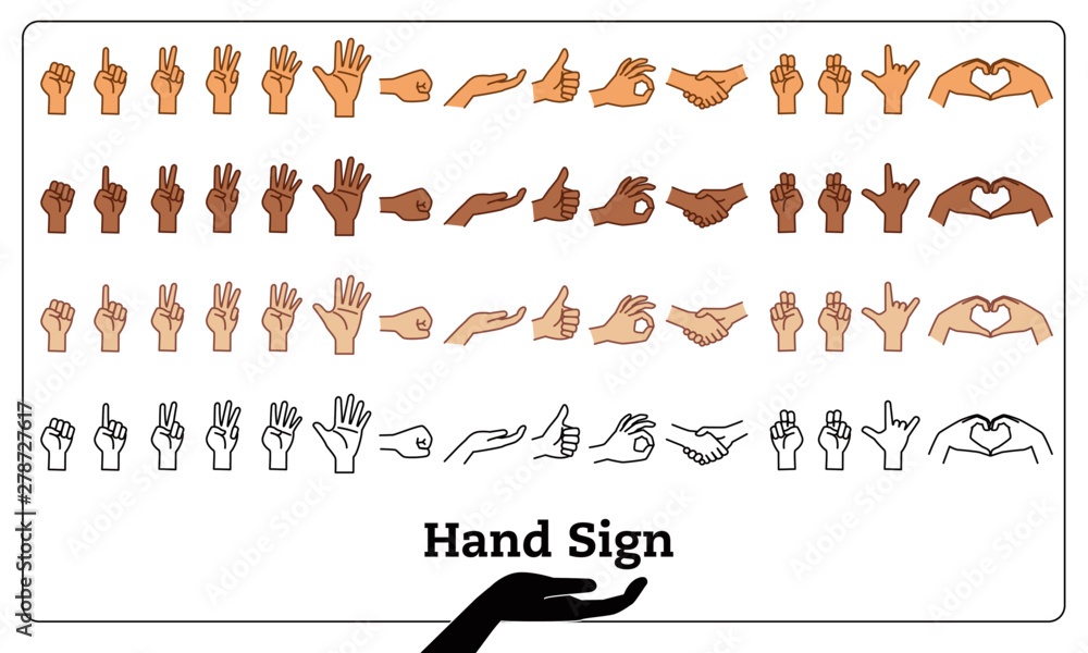 Vector illustration of various hand signs Stock Vector | Adobe Stock