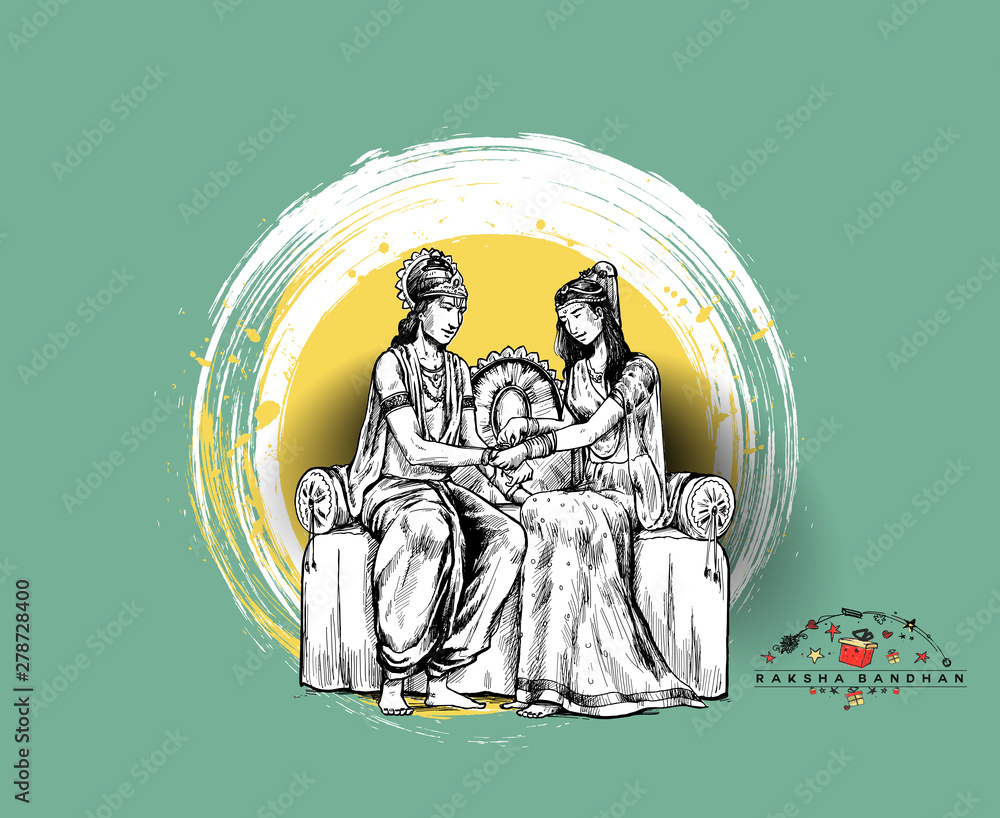 Happy Raksha Bandhan celebration Poster. Subhadra tying Rakhi to ...