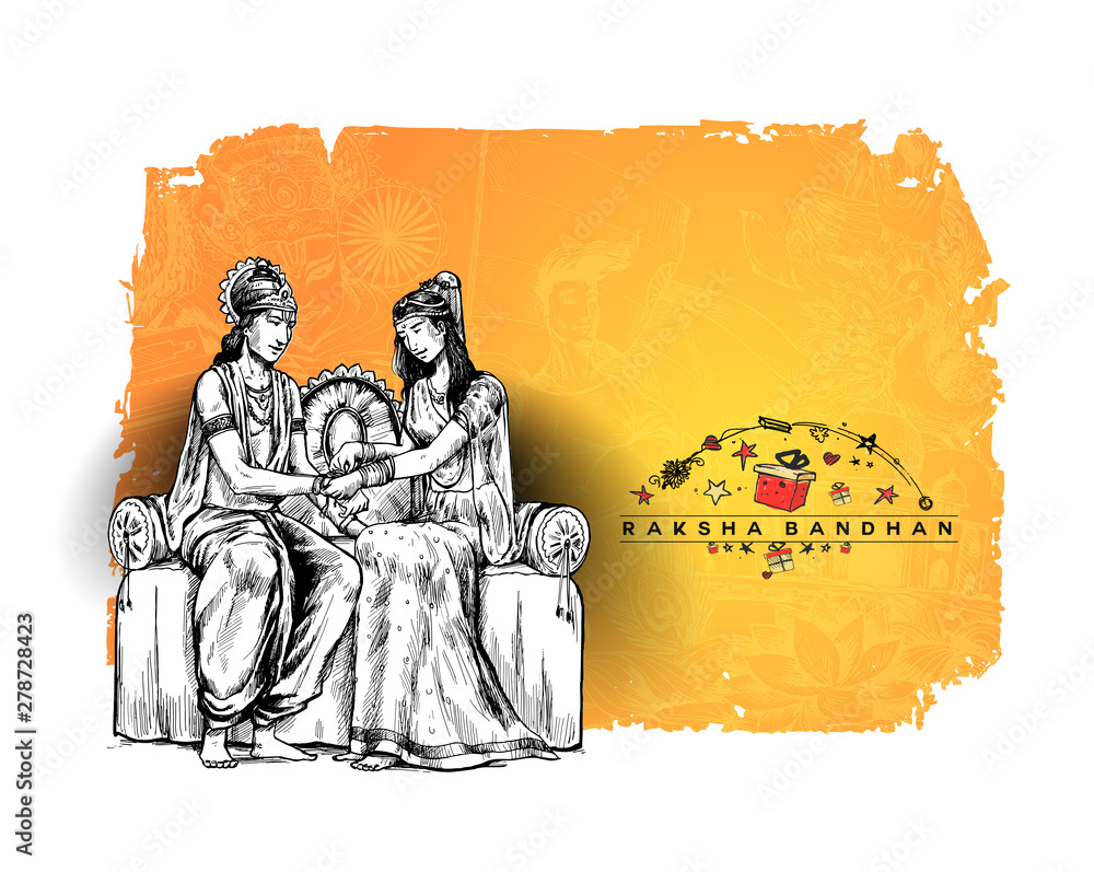 Happy Raksha Bandhan celebration Poster. Subhadra tying Rakhi to ...