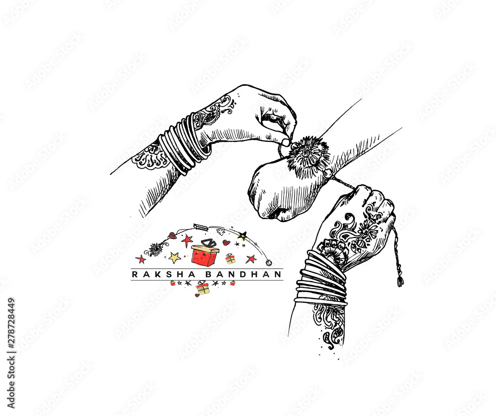 Happy Raksha Bandhan celebration decorated by frame with hand and ...