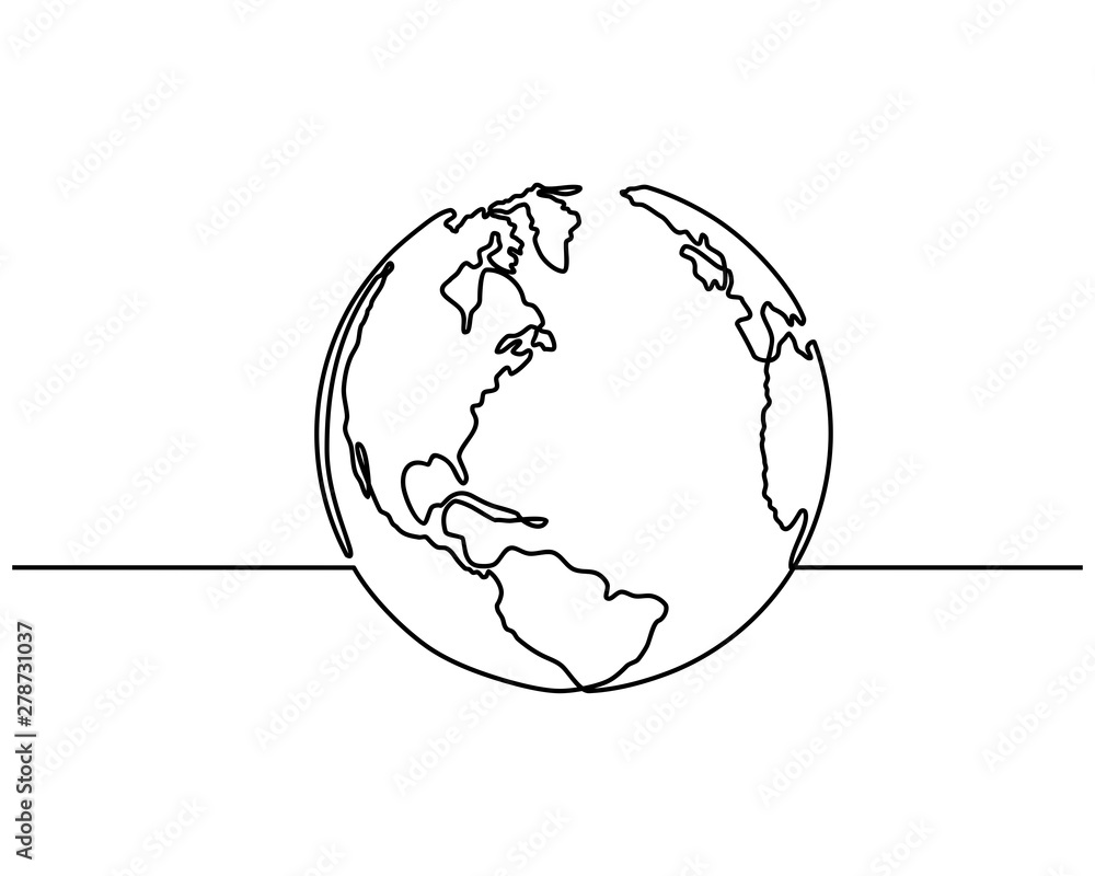 Continuous line drawing of globes earth. planet Earth icon. Globe Map ...