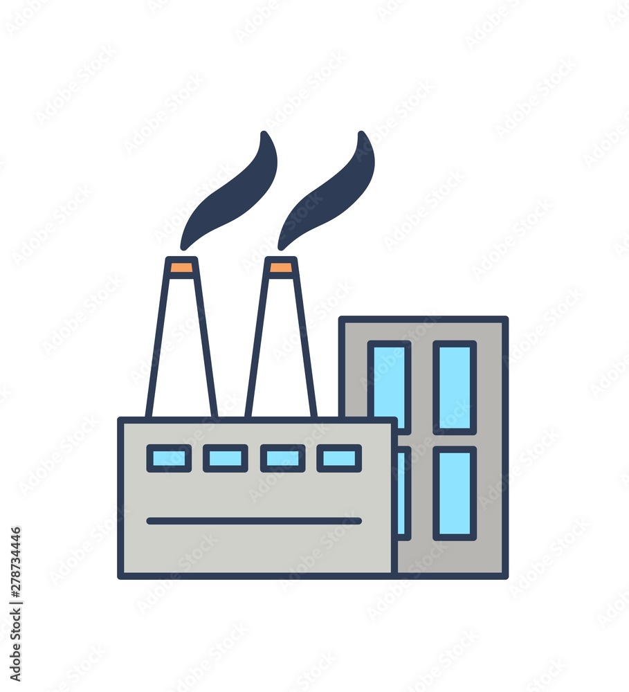 Factory building of modern urban architecture isolated on white ...