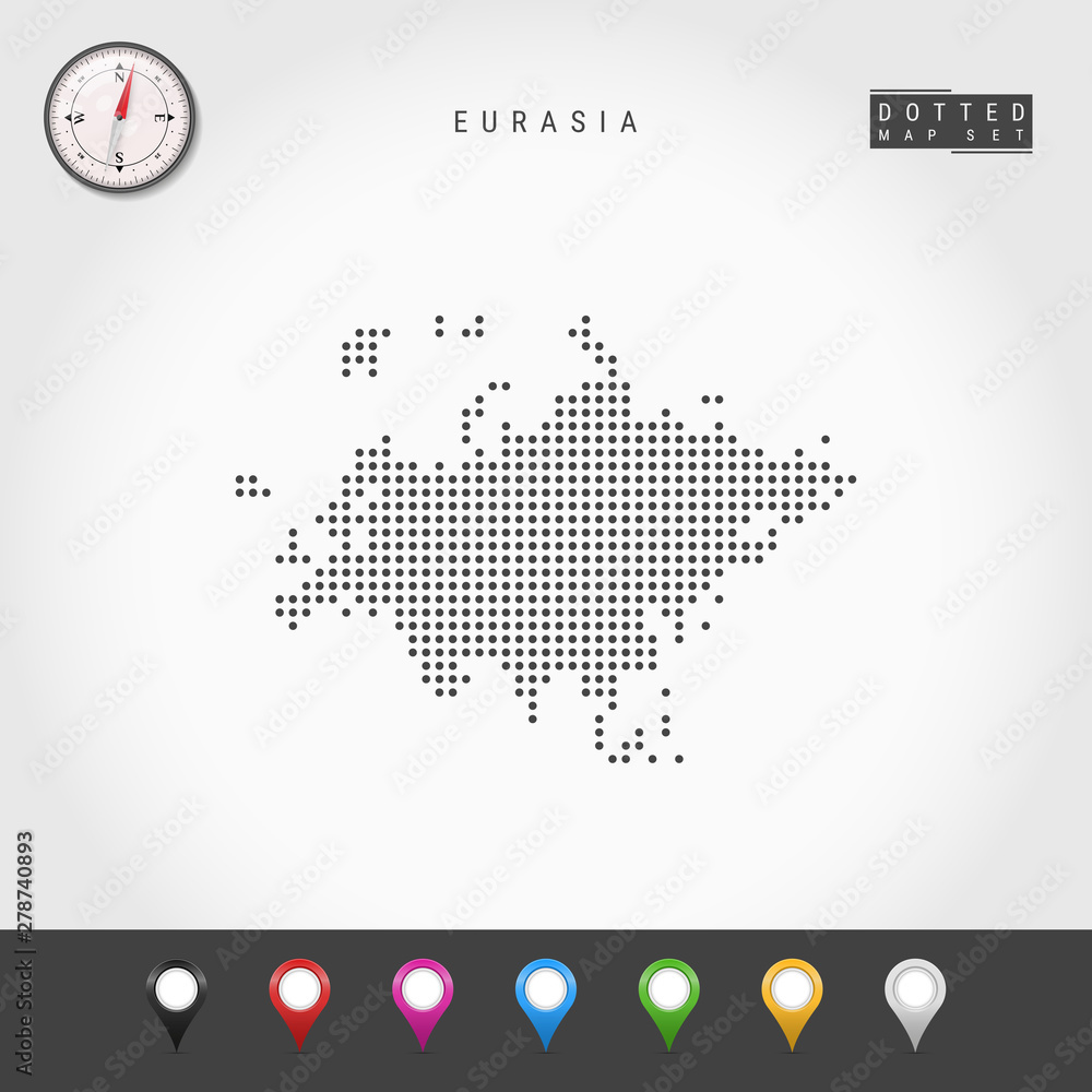 Vector Dots Map of Eurasia. Simple Silhouette of Eurasia. Realistic ...
