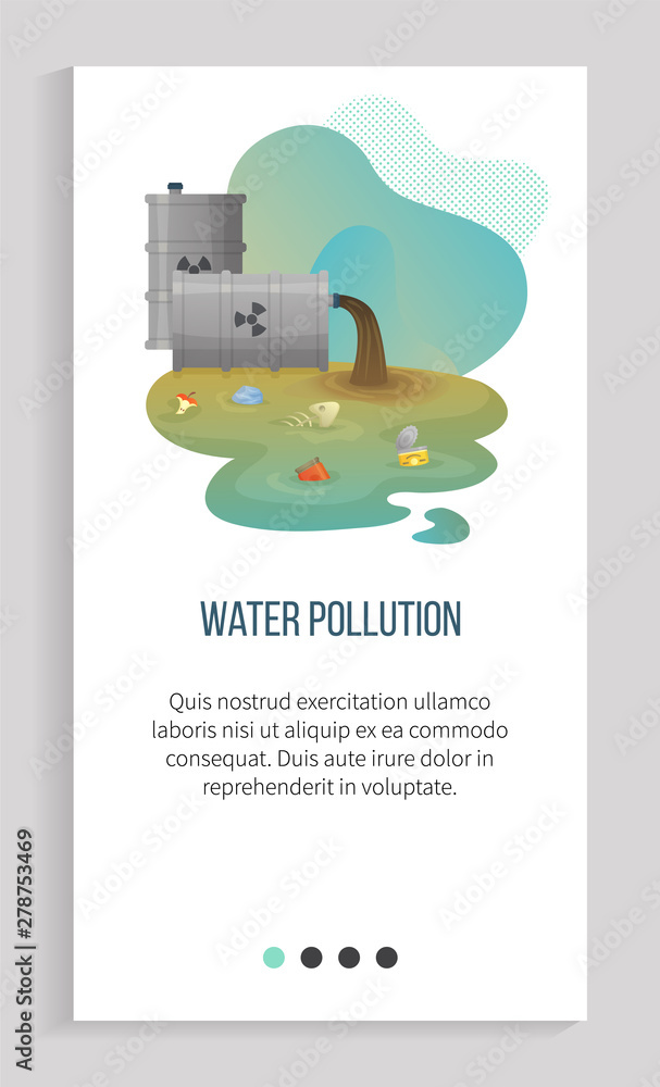 Water pollution vector, polluted liquid of dirty color with garbage and ...