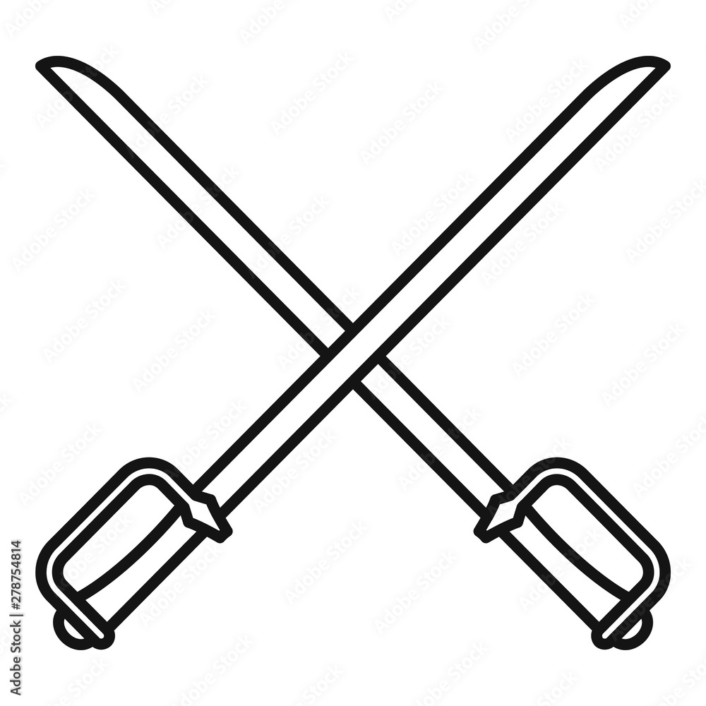 Fencing metal swords icon. Outline fencing metal swords vector icon for ...