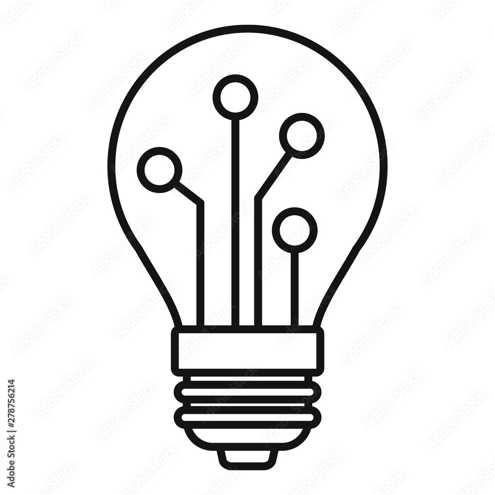 Bulb ai smart icon. Outline bulb ai smart vector icon for web design ...