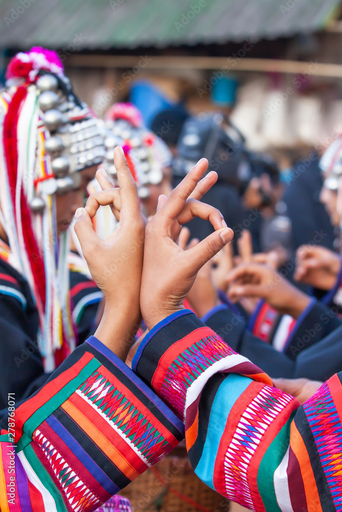 Beautiful hands of Akha dancing in traditional festival. Stock Photo ...