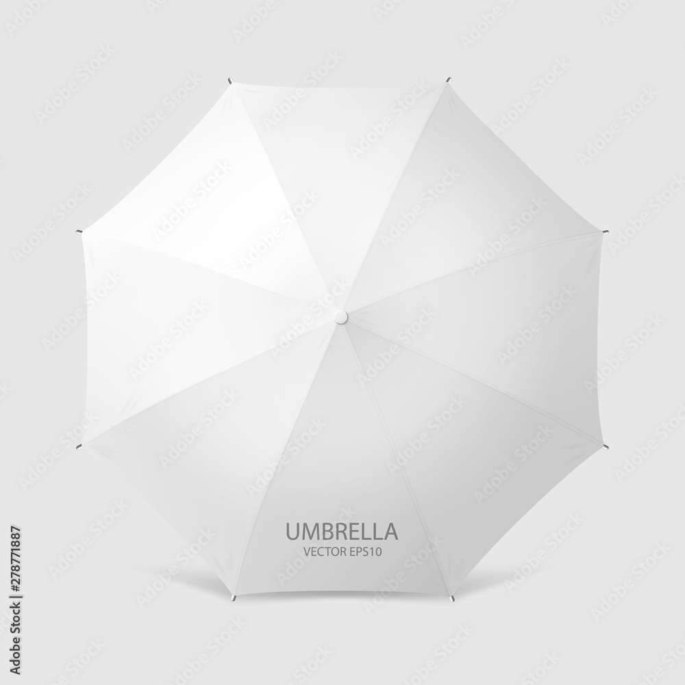 Vector 3d Realistic Render White Blank Umbrella Icon Closeup Isolated on White Background ...