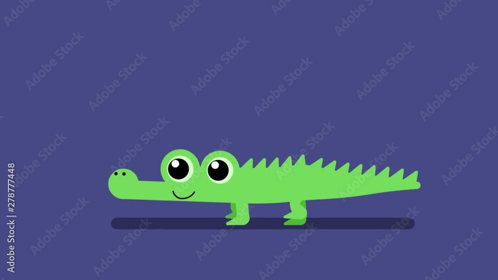 100 baby animals. Walk cycle of a baby alligator. 2D animation made in ...