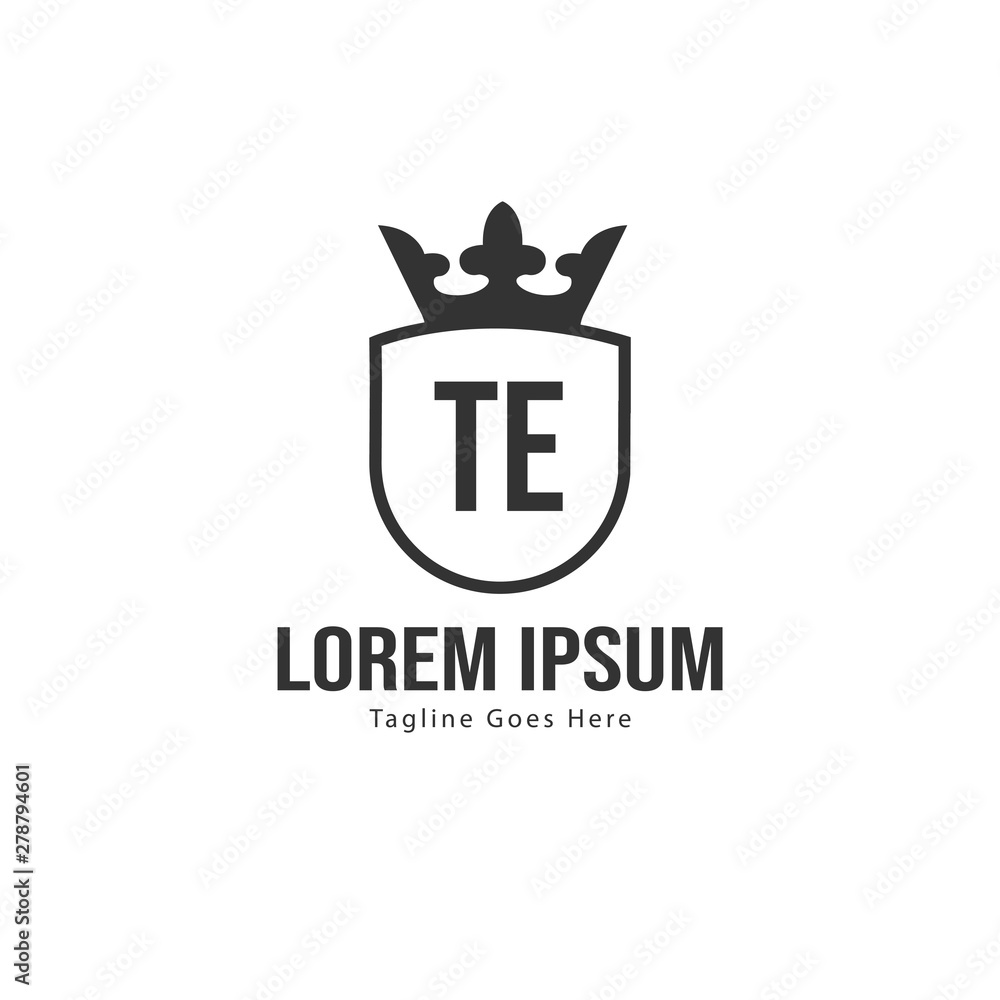 Initial TE logo template with modern frame. Minimalist TE letter logo ...