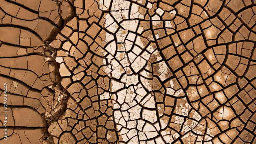 Desert. Aerial view of a beautiful cracks in the ground. texture, deep ...