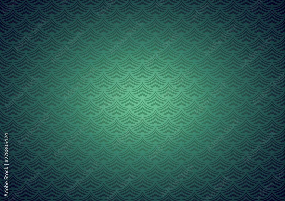 Aqua abstract background of green stylized waves of sea or ocean water ...