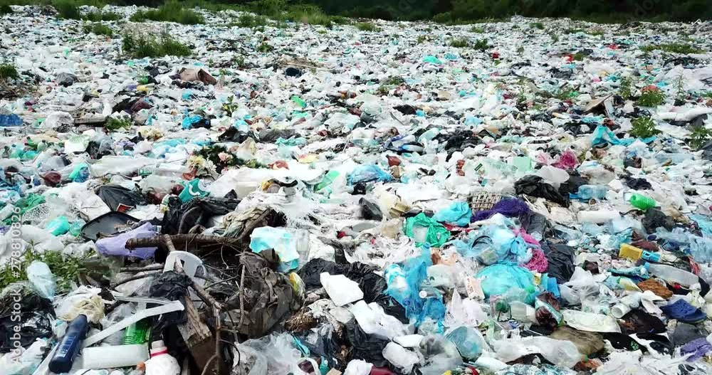 Mountain garbage, large garbage pile, degraded garbage. Pile of stink ...