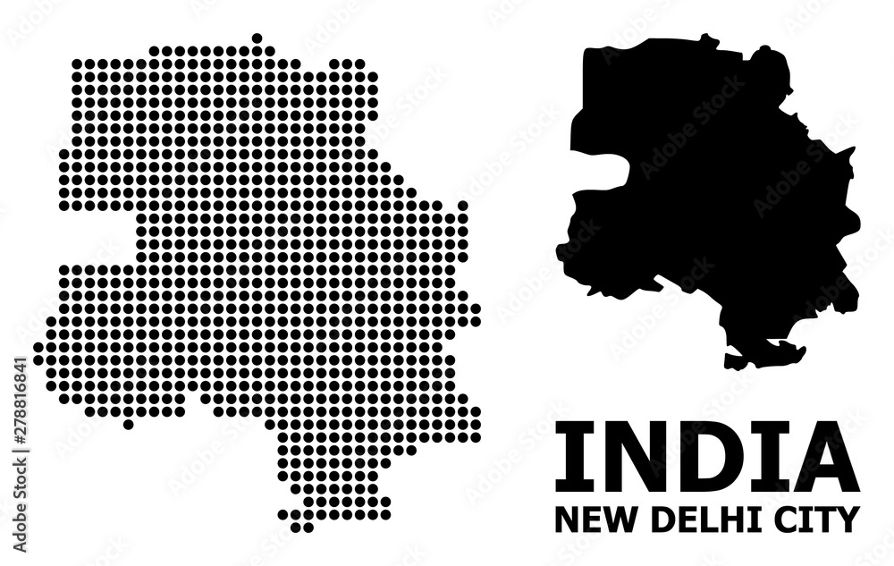 Dot Pattern Map of New Delhi City Stock Vector | Adobe Stock