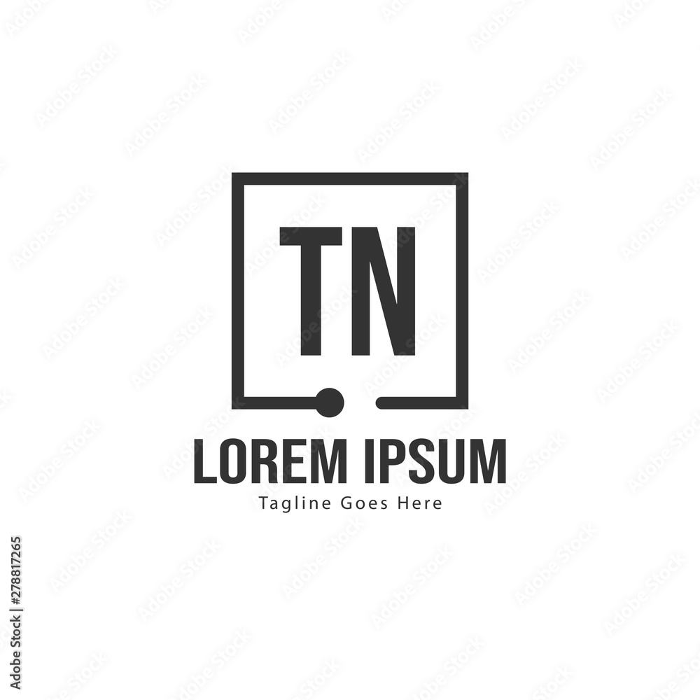 Initial TN logo template with modern frame. Minimalist TN letter logo ...