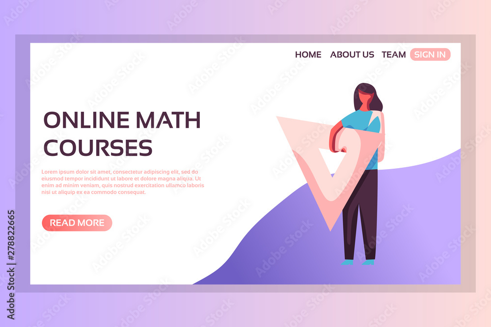Vetor de School web page concepts. Web page design template of girl ...