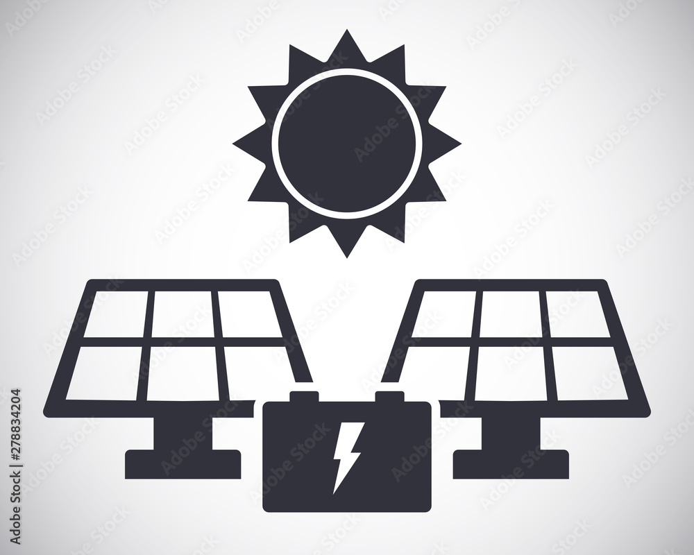 Solar energy panels battery charging vector icon Stock Vector | Adobe Stock