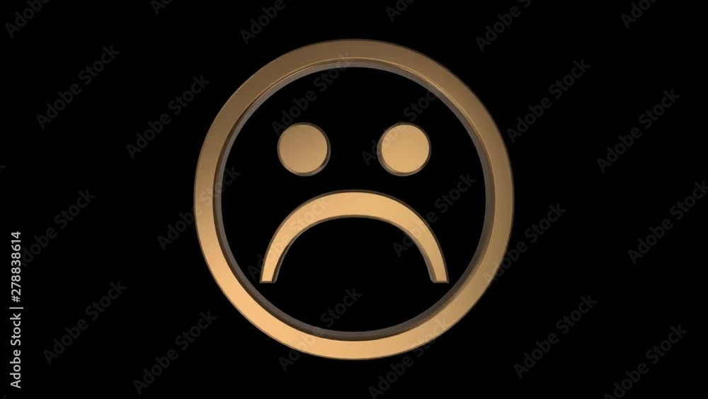 seamless loop - animated rotating golden sad smiley face emoji Stock ...