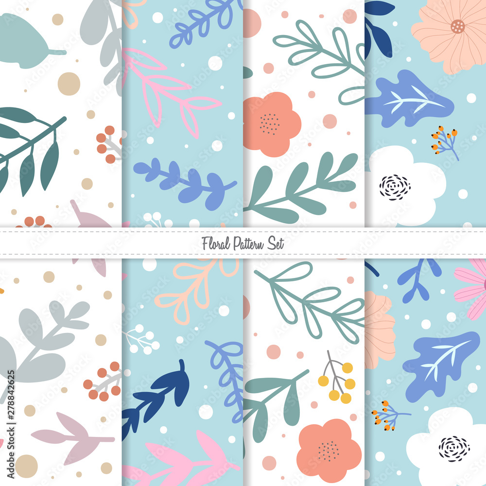 Summer spring floral seamless pattern, flat design for use as ...