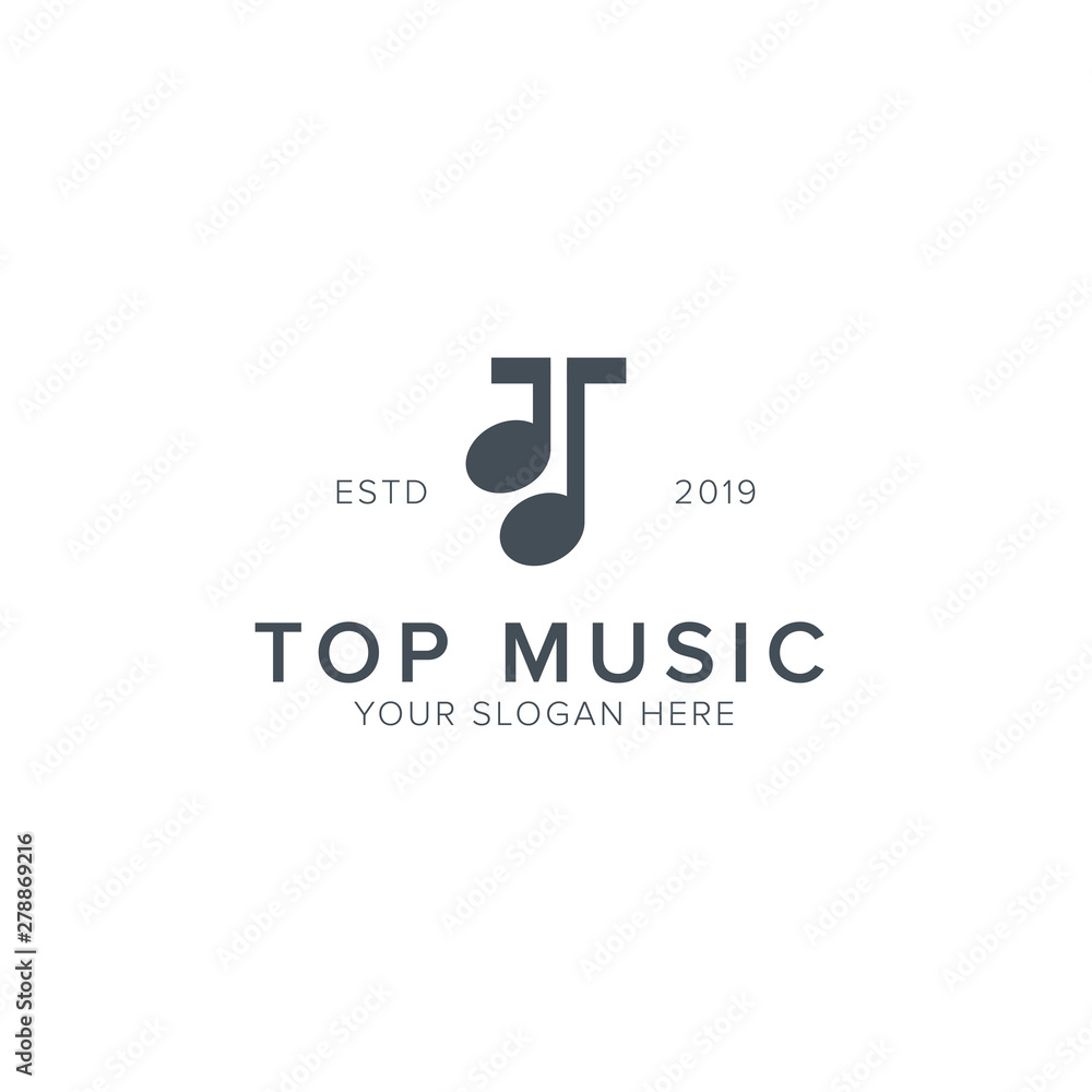 letter T music logo design Stock Vector | Adobe Stock