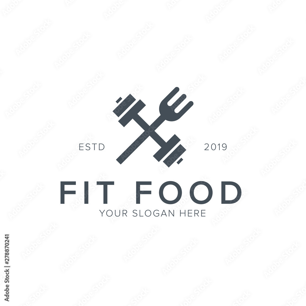 fit food logo design Stock Vector | Adobe Stock
