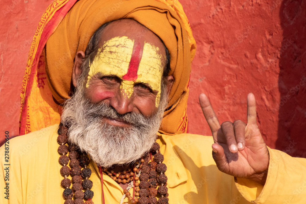 Kathmandu,Nepal - OCT 18 2018 Unidentified Sadhu men with traditional ...