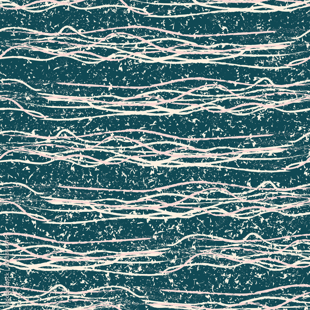 Cream and pink hand drawn strands of fibre lines. Seamless geometric ...