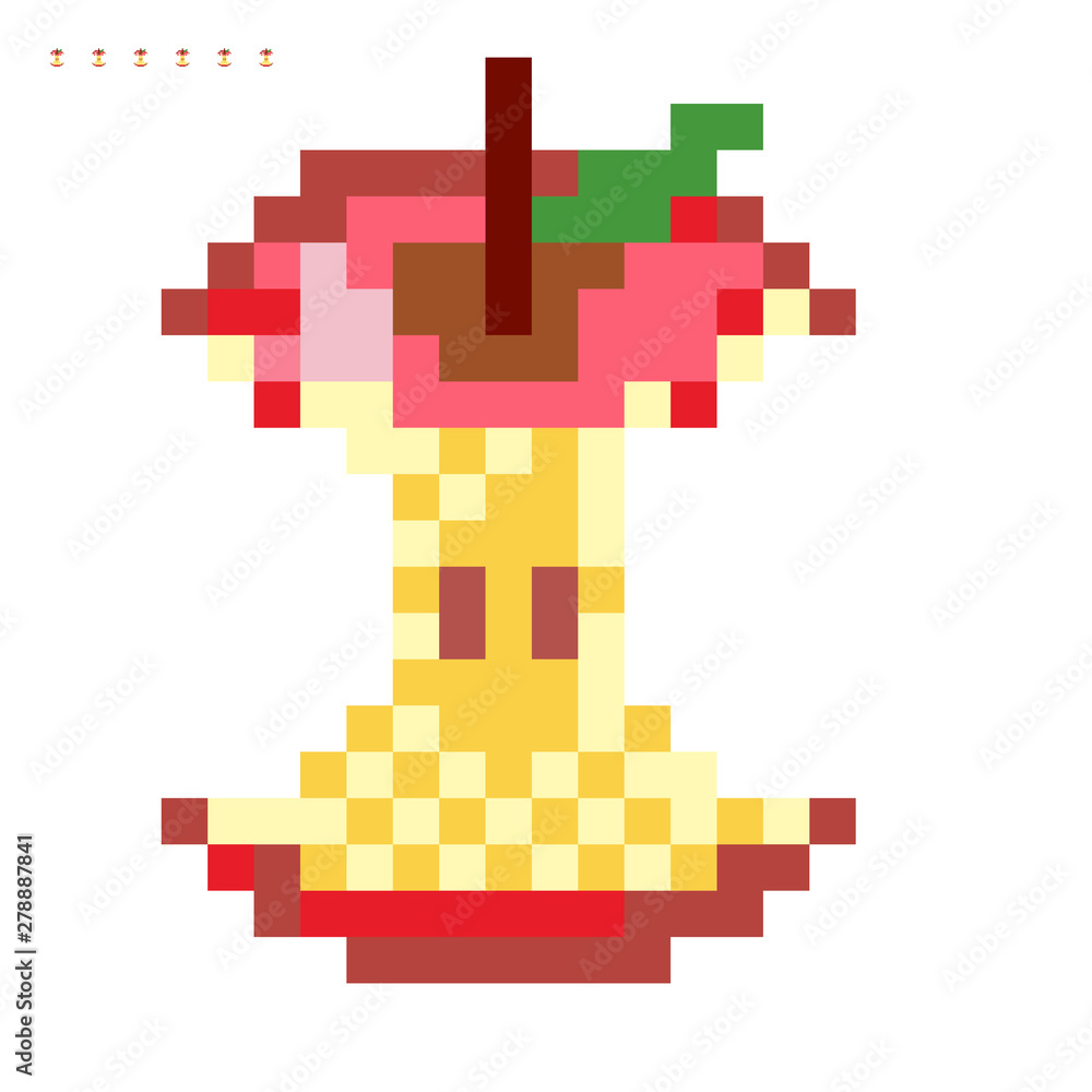 Minimalistic pixel graphic symbol of apple core. Art vector object ...