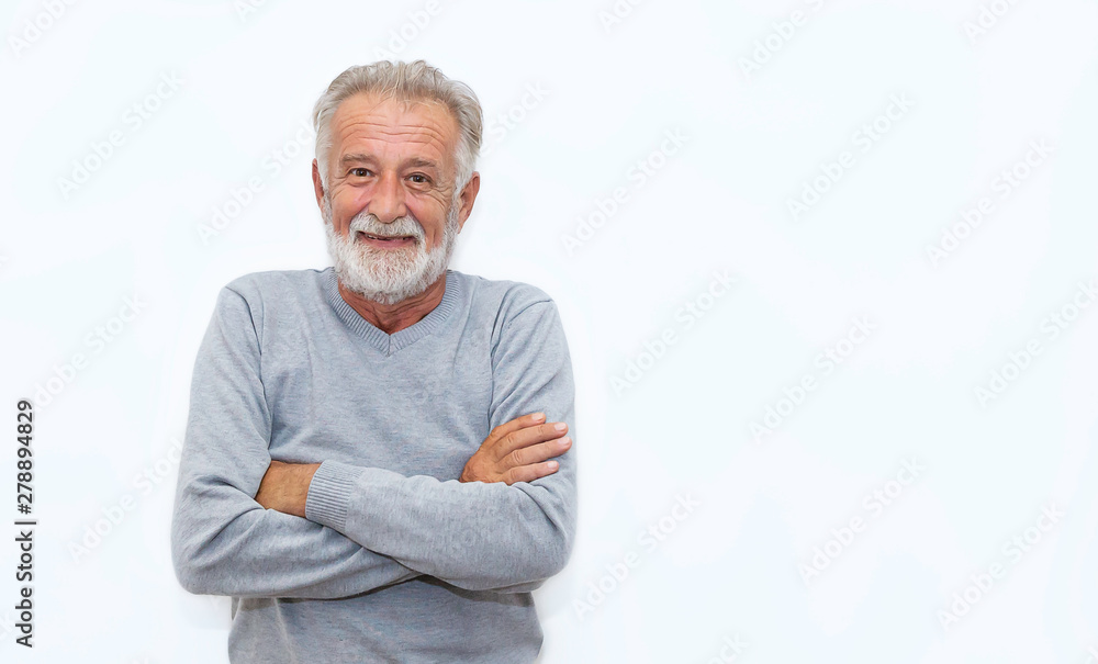 Portrait of healthy happy smile senior elderly caucasian old man face ...