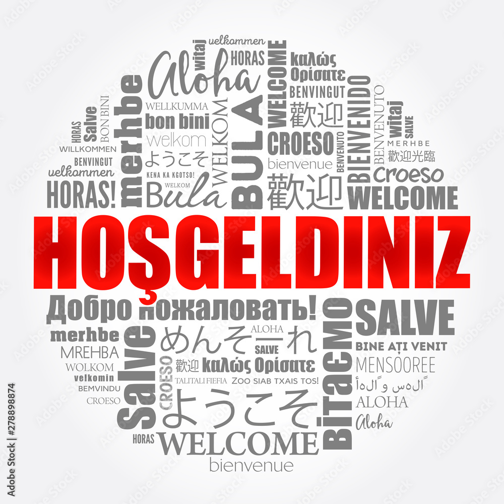 Hosgeldiniz (Welcome in Turkish) word cloud in different languages ...