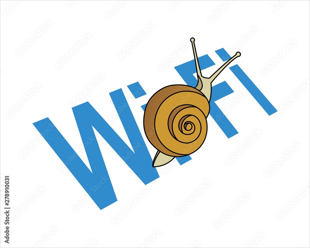 Snail On The Word Wi-Fi. Slow Internet Speed. Symbol of Slowness ...