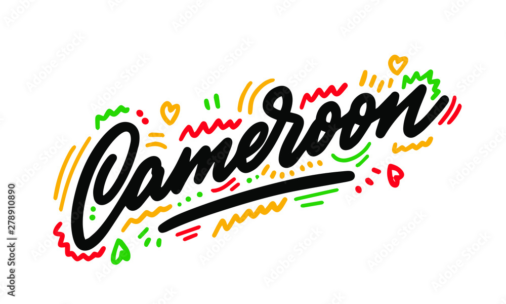 Cameroon Word Text with Handwritten Font and Shape Design Vector ...