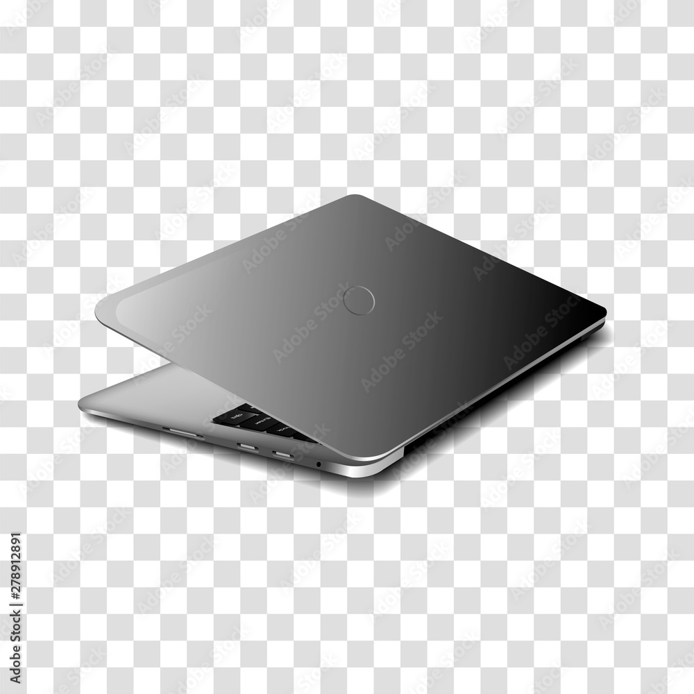 Modern laptops. Realistic mock-up on a transparent background. Back ...