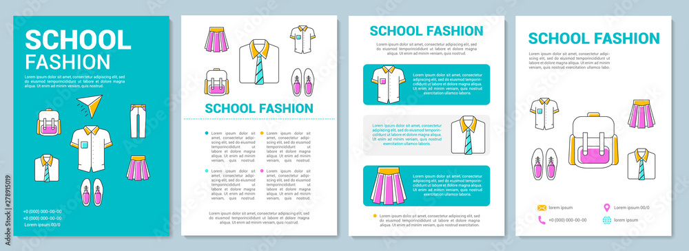 School children fashion brochure template layout. College uniform ...