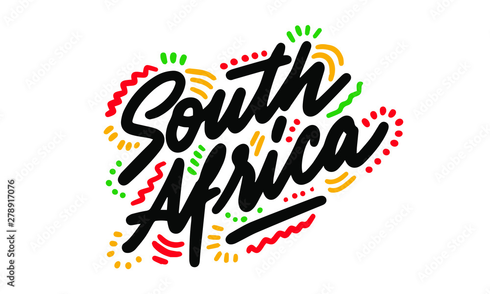 Script word text art design vector of country name for South Africa ...