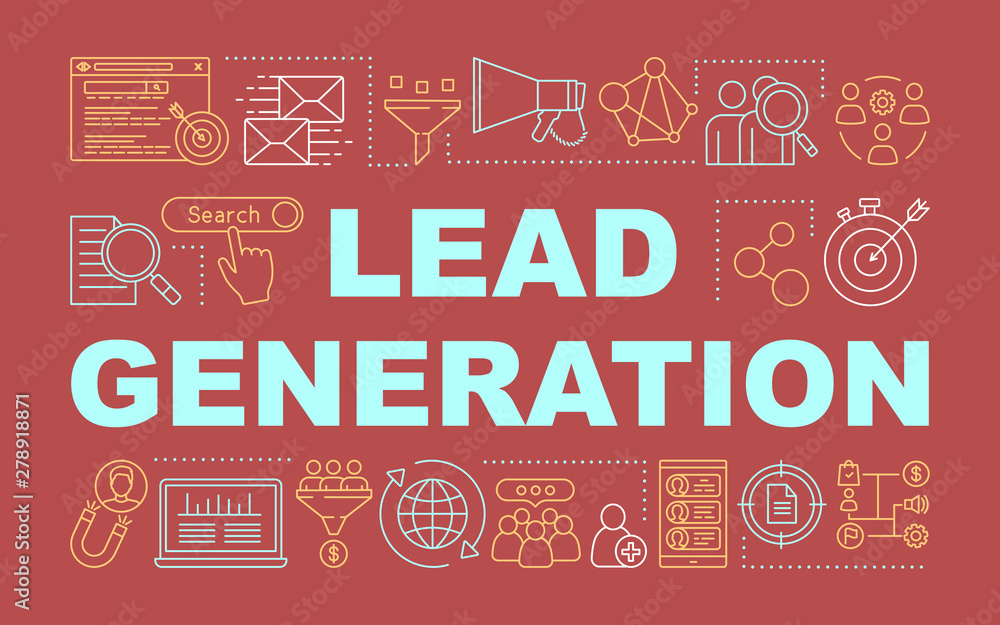 Lead generation word concepts banner. Digital marketing benefit. List ...